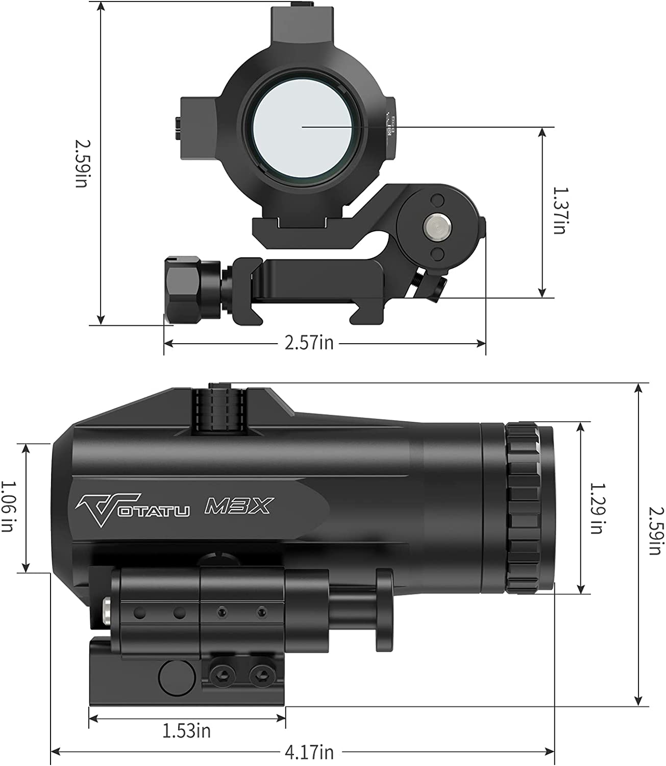 Votatu M3X Red Dot Magnifier, 3X Red Dot Sight Magnifier Optics – VOTATU